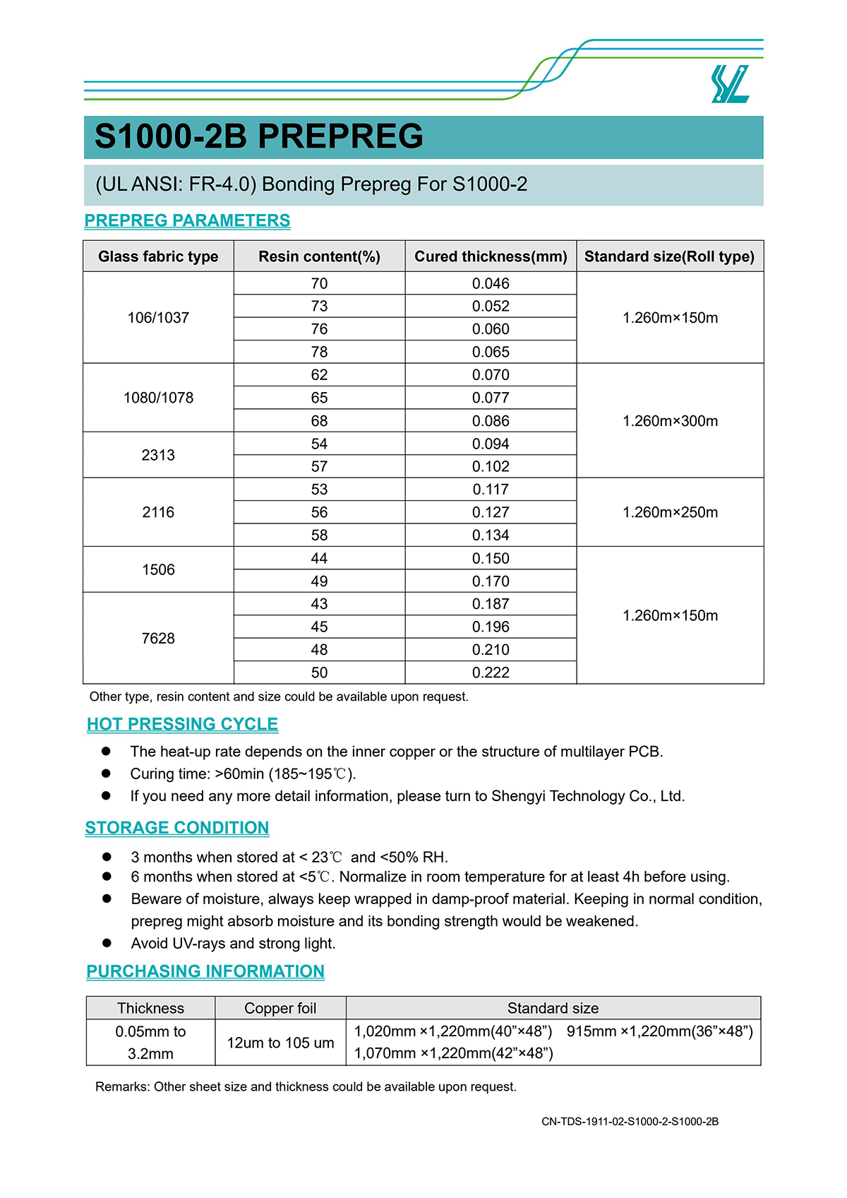 生益S1000-2 TG170 高频板规格参数表_深圳市丰得电路科技有限公司